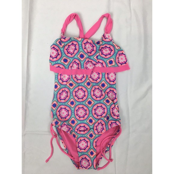 Justice | Swim | Justice Girl Size Pink Blue One Piece Swimsuit Side ...